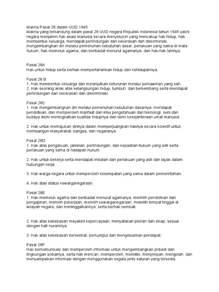 Makna Pasal 28 Dalam Uud 1945 Pdf
