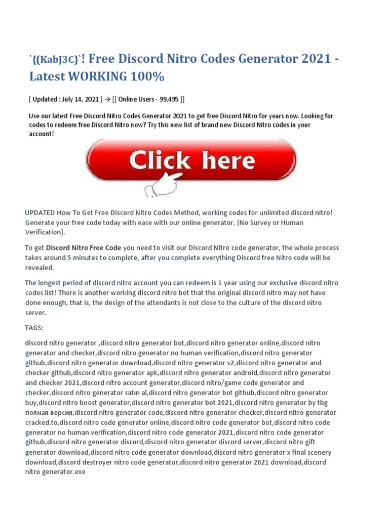 ! Free Discord Nitro Codes Generator 2021 - Latest WORKING 100% | PDF ...