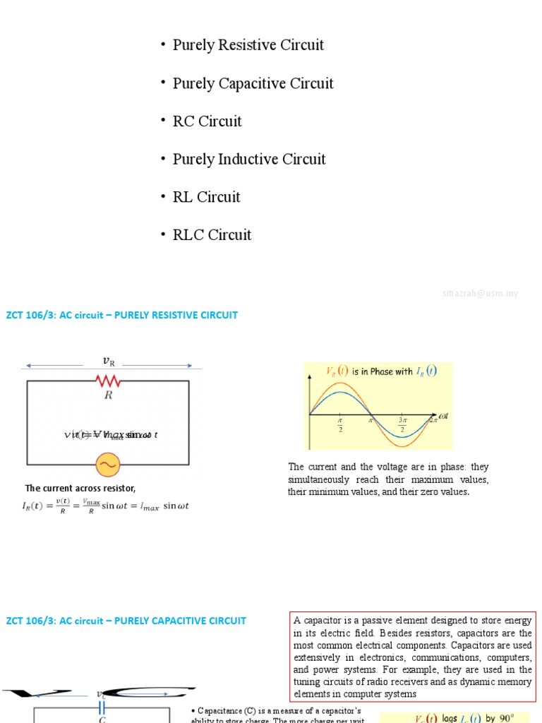 Purely Resistive Circuit - Purely Capacitive Circuit - RC Circuit ...
