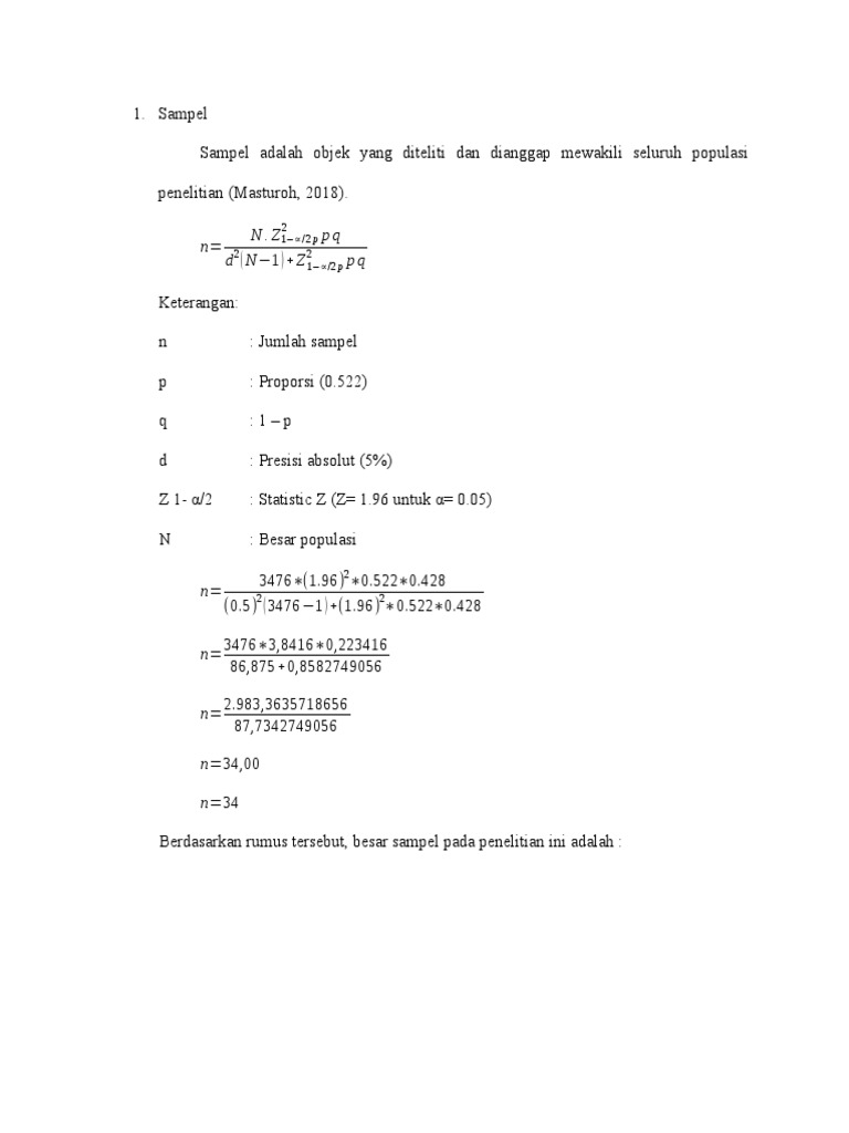 Menghitung Ukuran Sampel dalam Penelitian | PDF