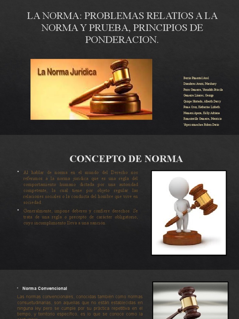 La Norma - Diapositivas Final | PDF | Evidencia (ley) | Ley procesal