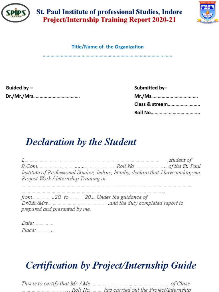 Project Internship Report | PDF | Career & Growth