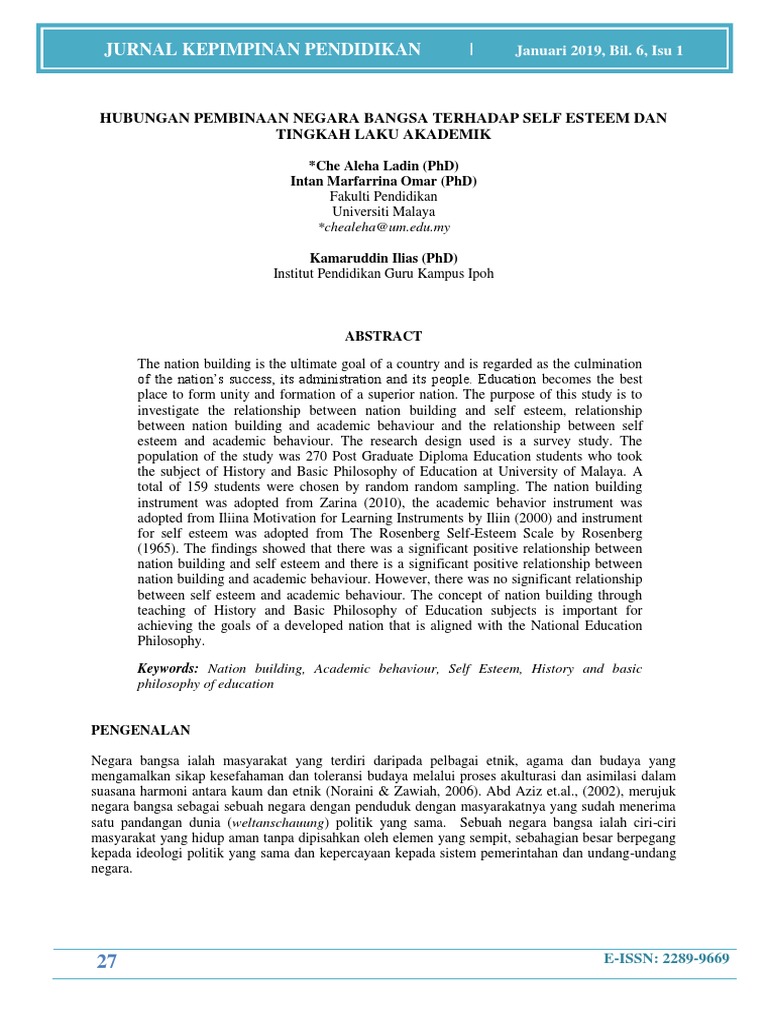 Hubungan Pembinaan Negara Bangsa Terhadap Self Esteem | PDF | Cognition | Behavioural Sciences