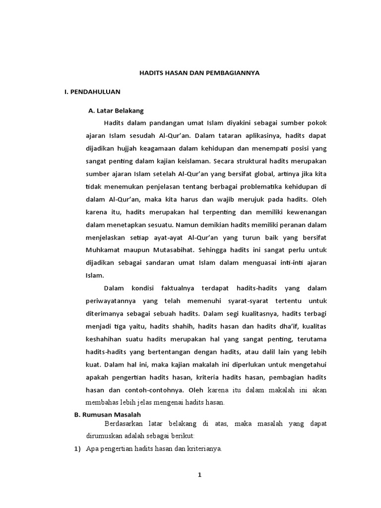 Pemahaman Hadits Hasan dalam Islam | PDF | Ilmu Sosial | Agama ...