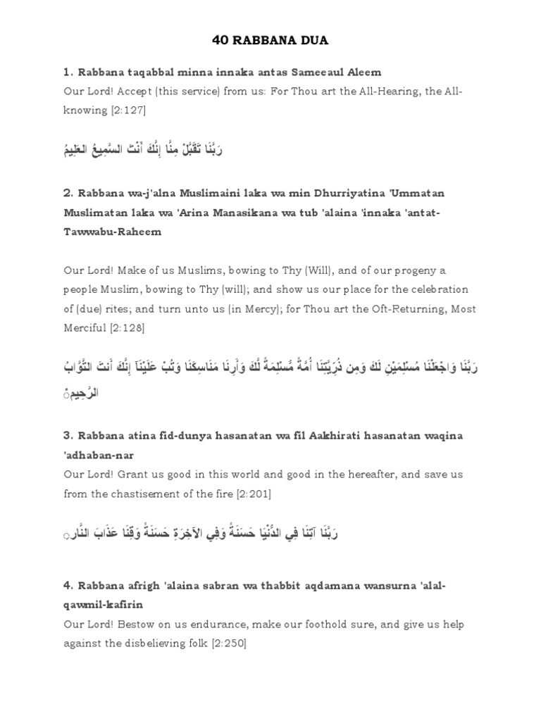 40 Rabbana Dua | PDF | Religious Belief And Doctrine | Religious ...