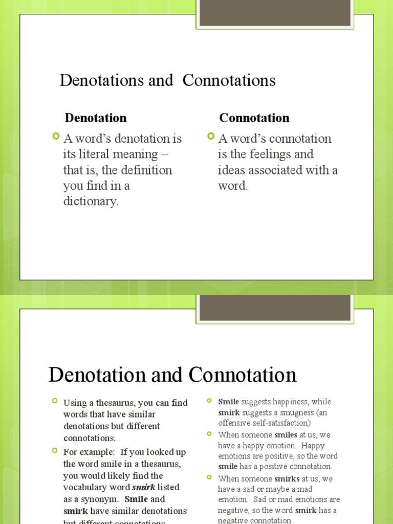 Denotations and Connotations | PDF