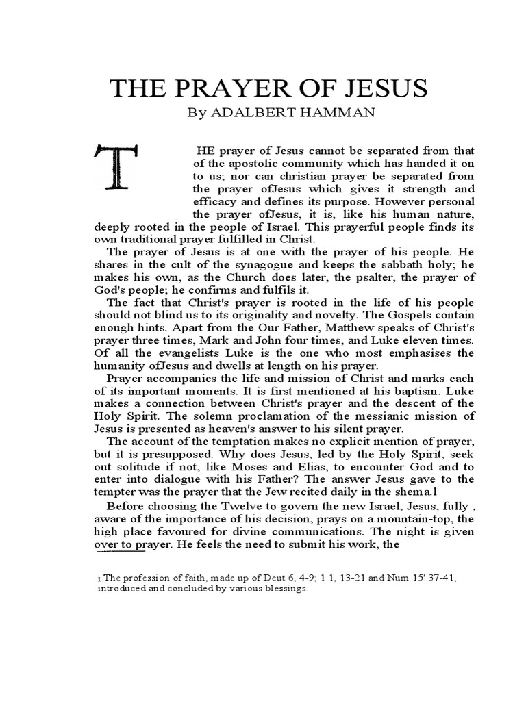 The Prayer of Jesus: by Adalbert Hamman | PDF | Jesus | Prayer