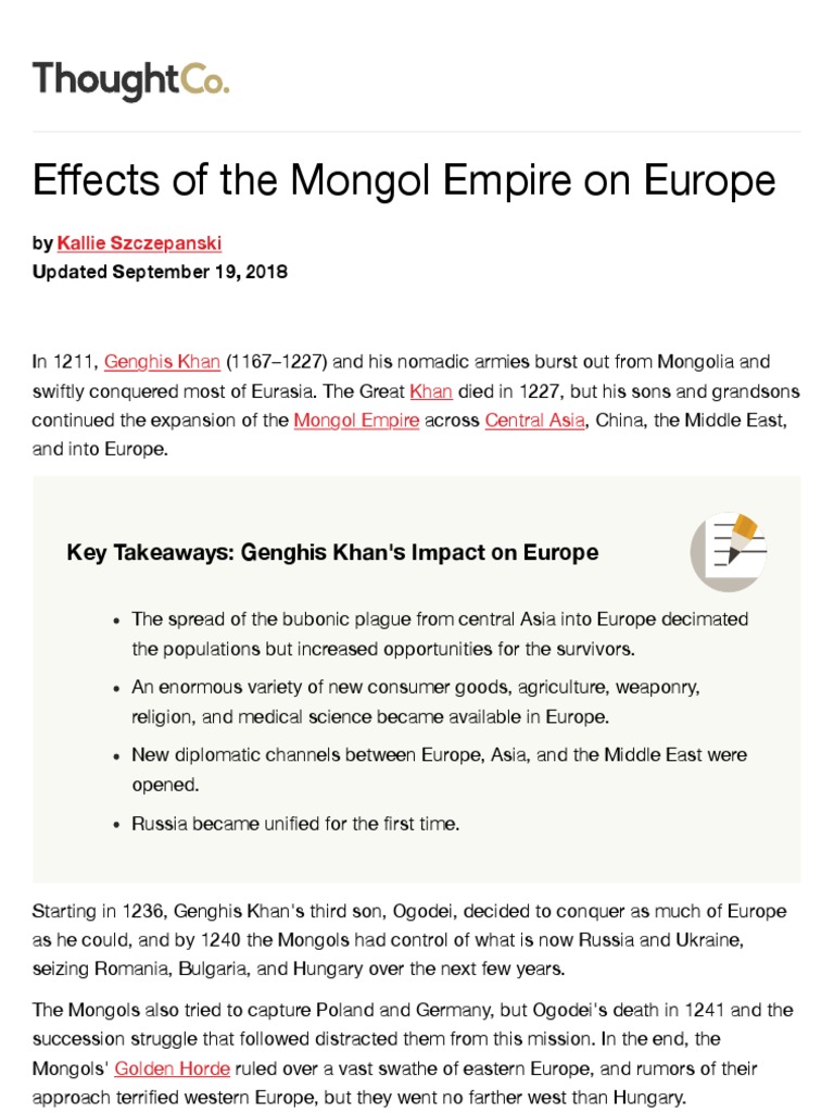 Effects of The Mongol Empire On Europe: Key Takeaways: Genghis Khan's ...