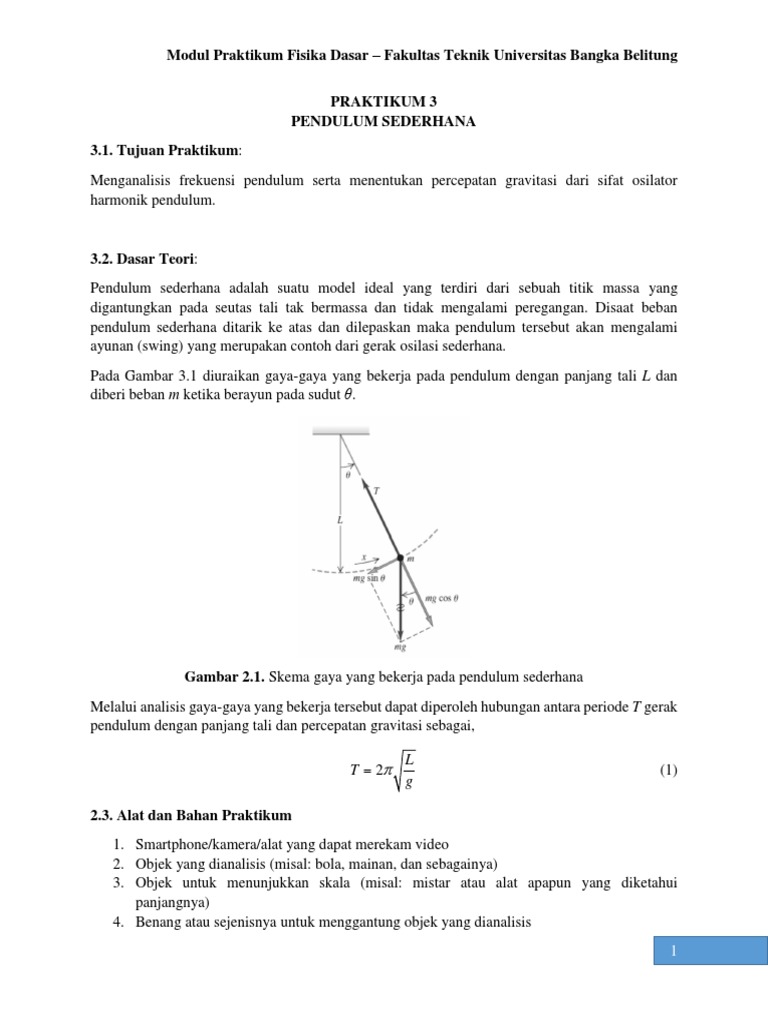 Modul Praktikum Pendulum Sederhana Pdf