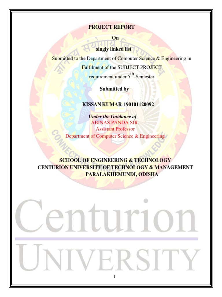 PROJECT REPORT (Singly Linked List) | PDF | Pointer (Computer ...