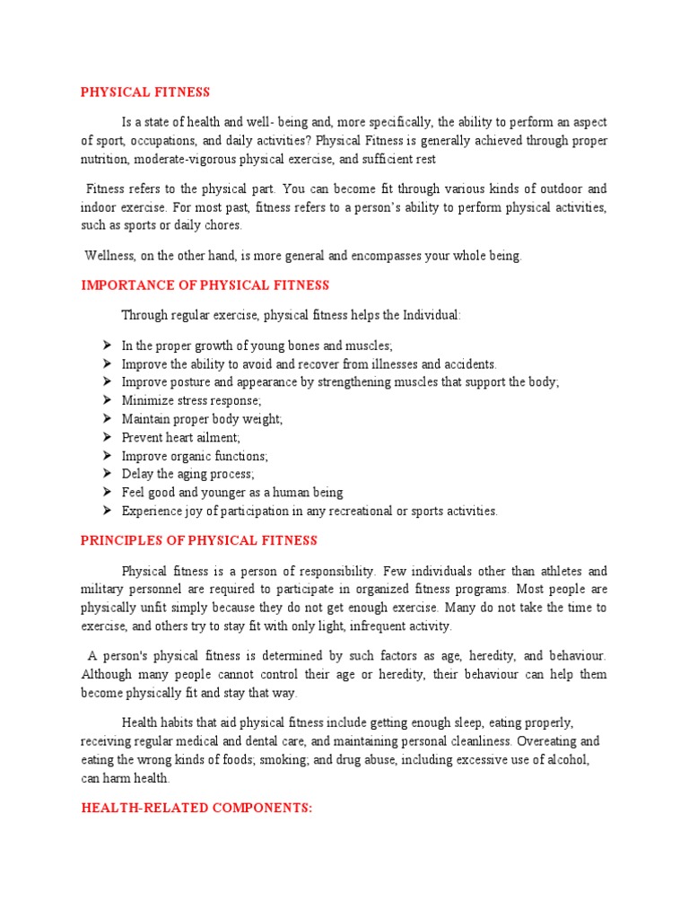 PHYSICAL FITNESS Week 4 and 5 | PDF | Physical Fitness | Physical Education