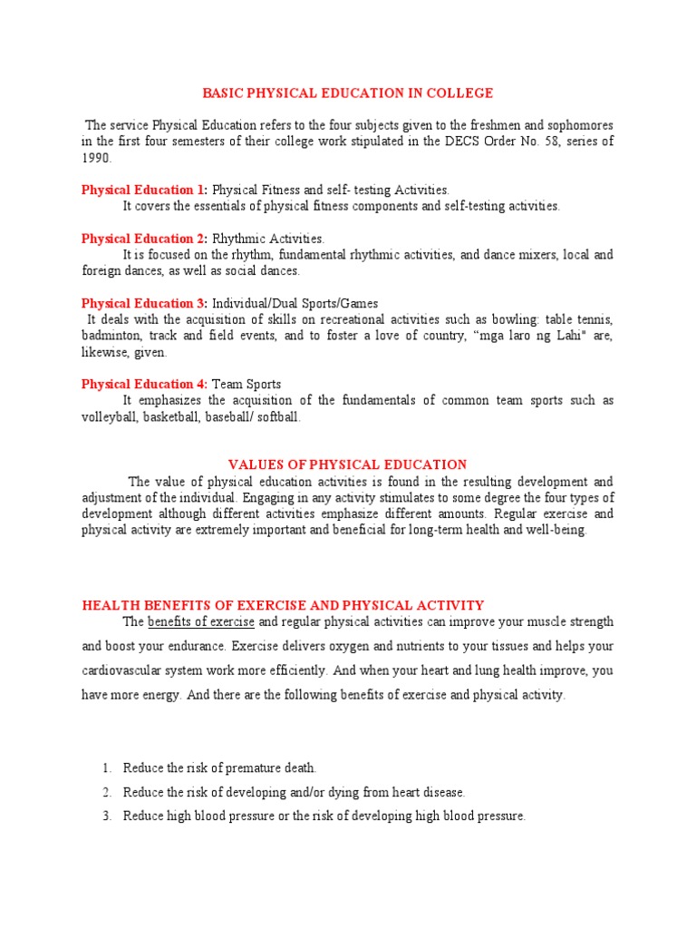 College Physical Education Overview | PDF | Olympic Games