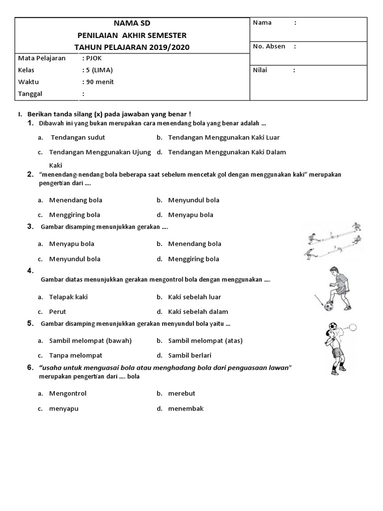 Soal2 Pas Pjok Kls 5 S-1 | PDF
