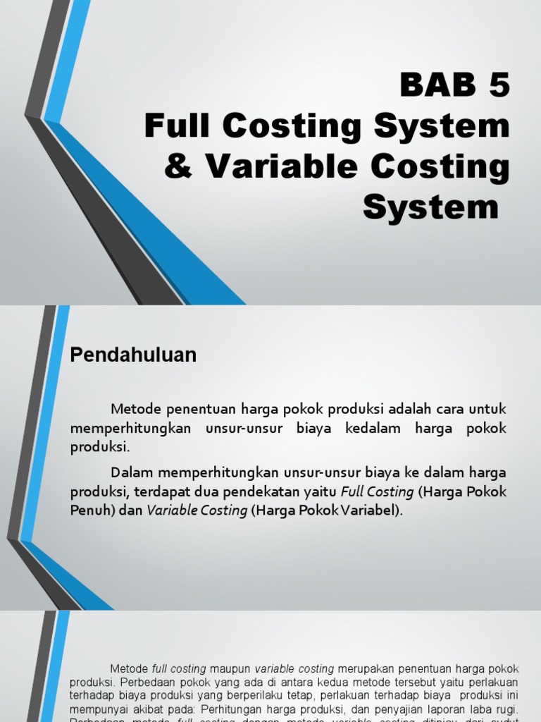 BAB 5 Full Costing System & Variable Costing System | PDF