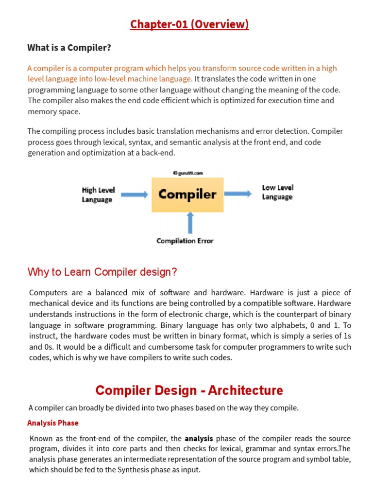 Chapter-01 (Overview) : Compiler Design - Architecture | Download Free ...