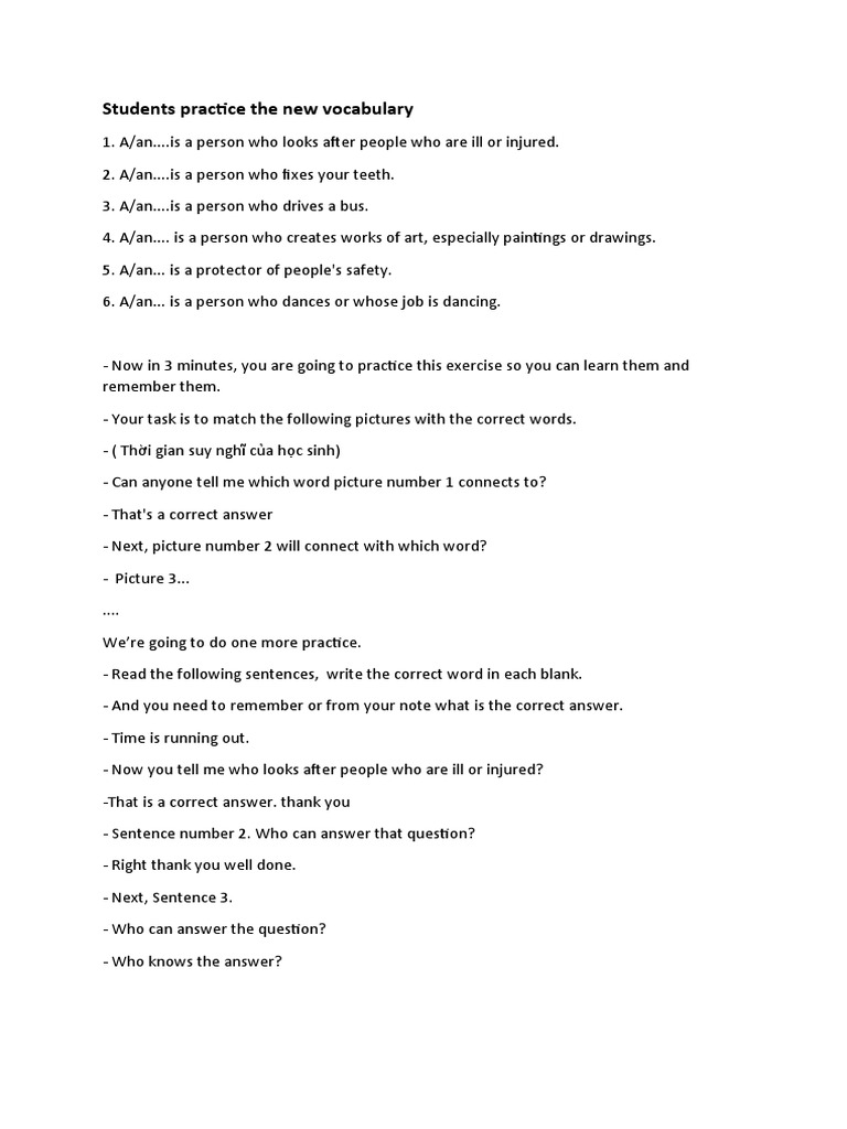 Students Practice The New Vocabulary | PDF