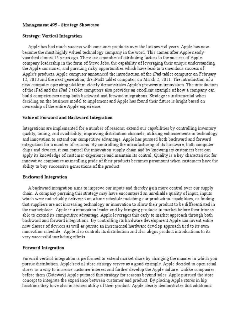 Apple - Vertical Integration | PDF | Apple Inc. | Strategic Management