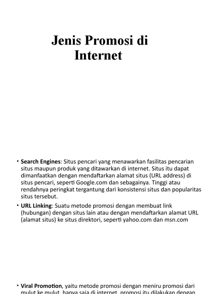 Jenis Promosi Di Internet | PDF