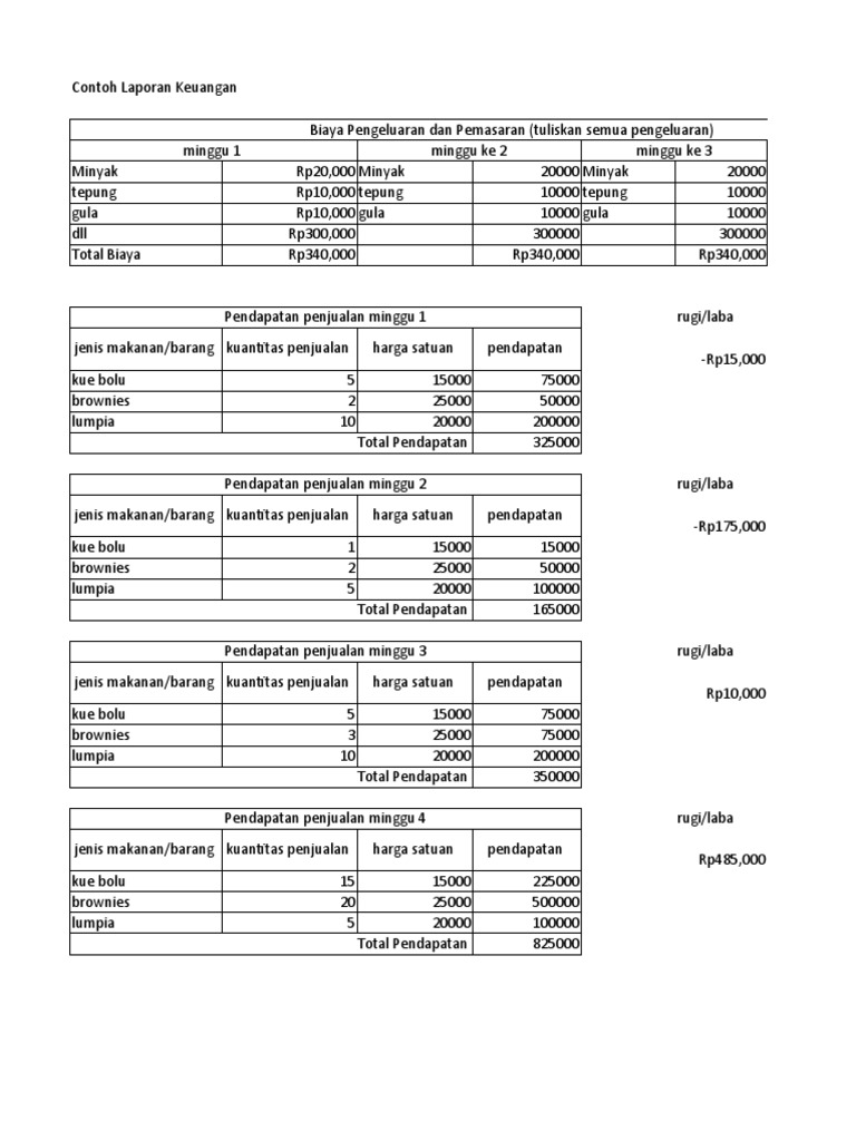 Contoh Laporan Keuangan Sederhana | PDF