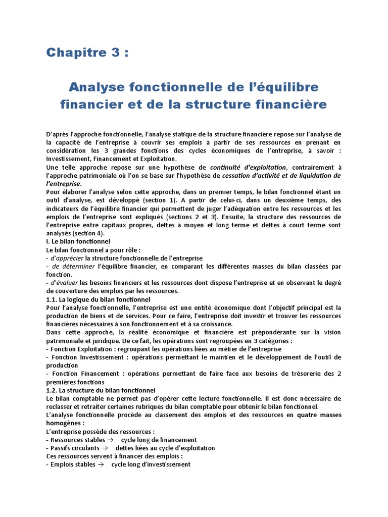 Cours Finances 3 | PDF | Fonds de roulement | Ratio financier