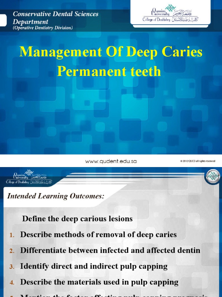 Management of Deep Carious Lesions | PDF | Dentin | Diseases And Disorders