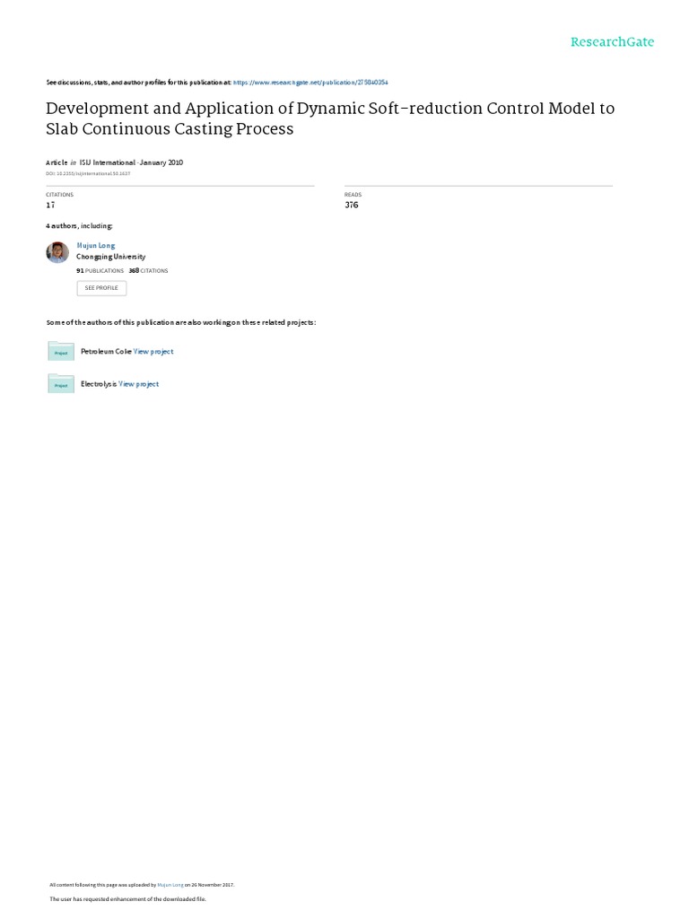 Development and Application of Dynamic Soft-Reduction Control Model To ...