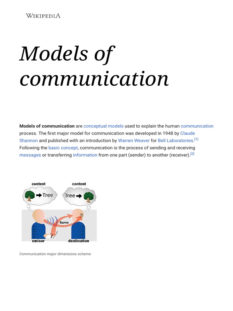 Models of Communication - Wikipedia | PDF | Communication ...