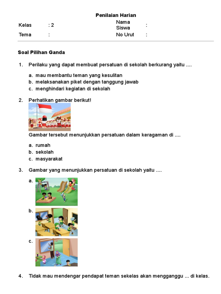 Soal Kelas 2 Tema 4 Sub Tema 2 | PDF