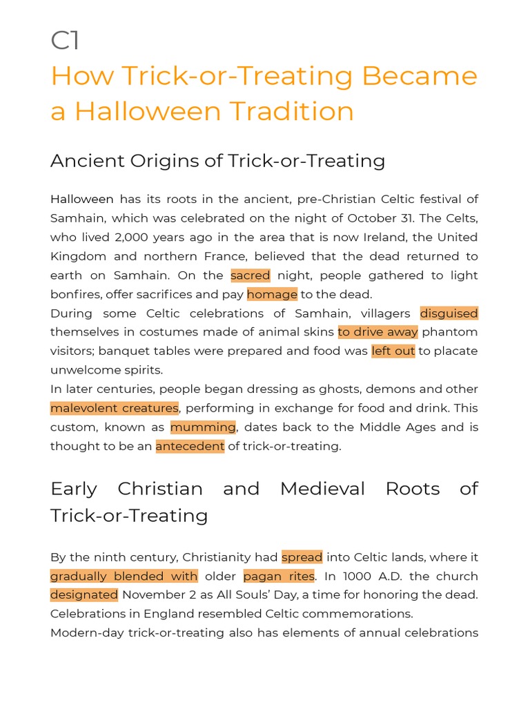How Trick-or-Treating Became A Halloween Tradition | PDF | Trick Or ...