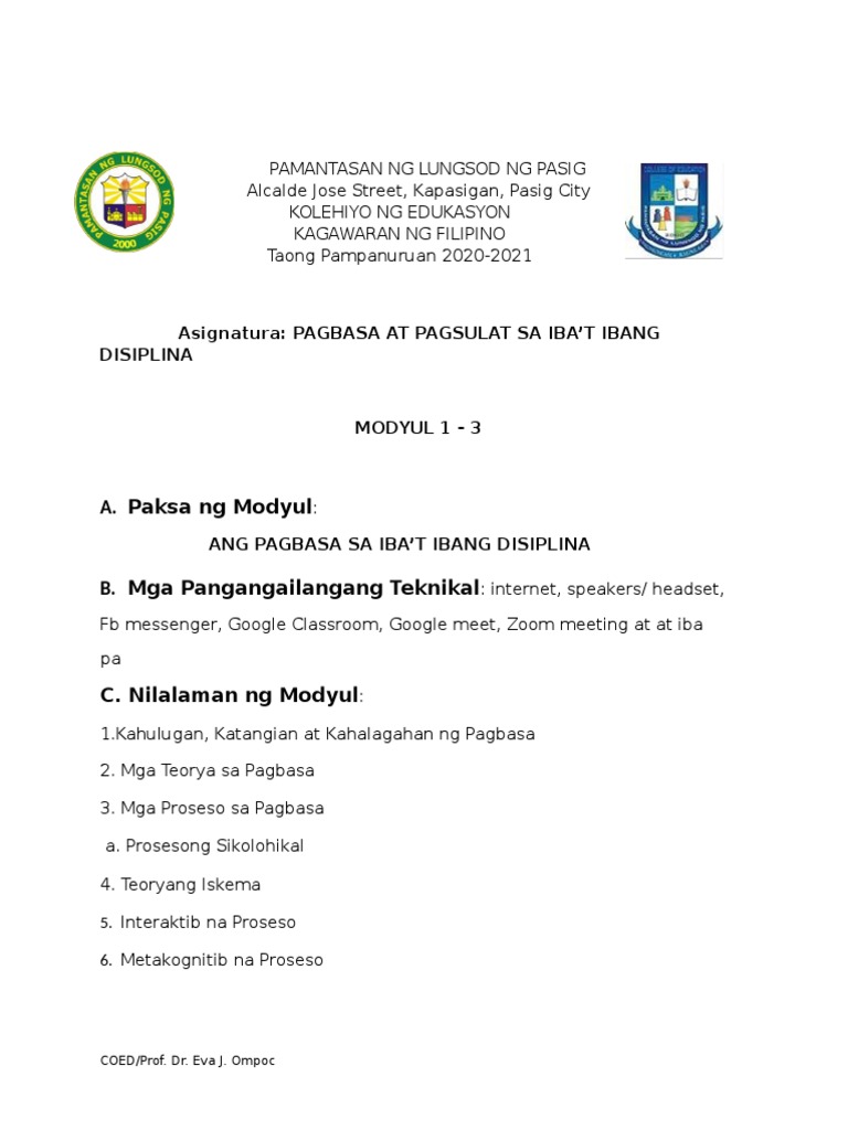 Module 1 3 Pagbasa at Pagsulat Sa Ibat Ibang Disiplina | PDF