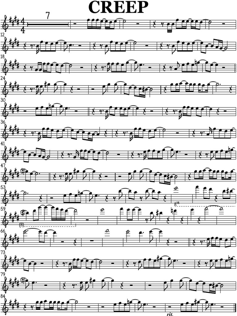 Creep Sheet Alto Sax | PDF