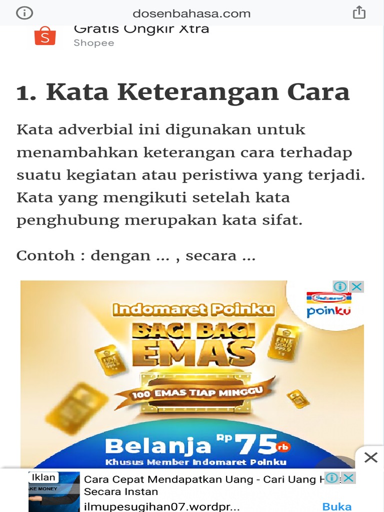 Contoh dan Jenis Kata Keterangan | PDF | Karier & Perkembangan