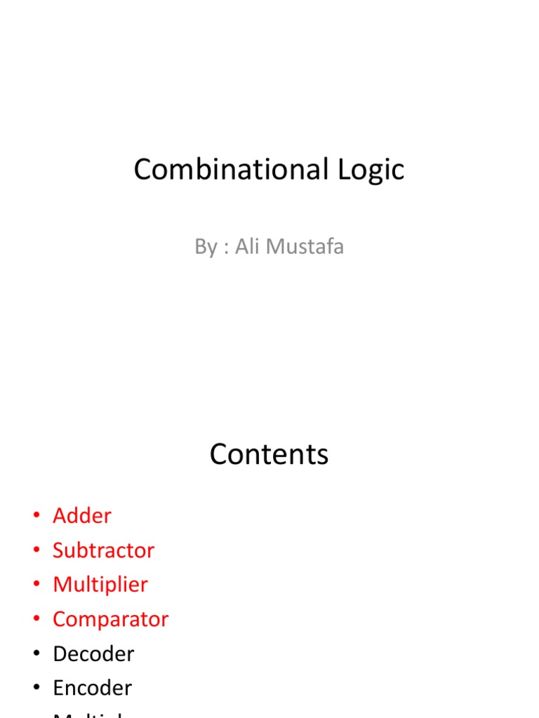 Lecture Combinational Logic Pdf Logic Gate Arithmetic