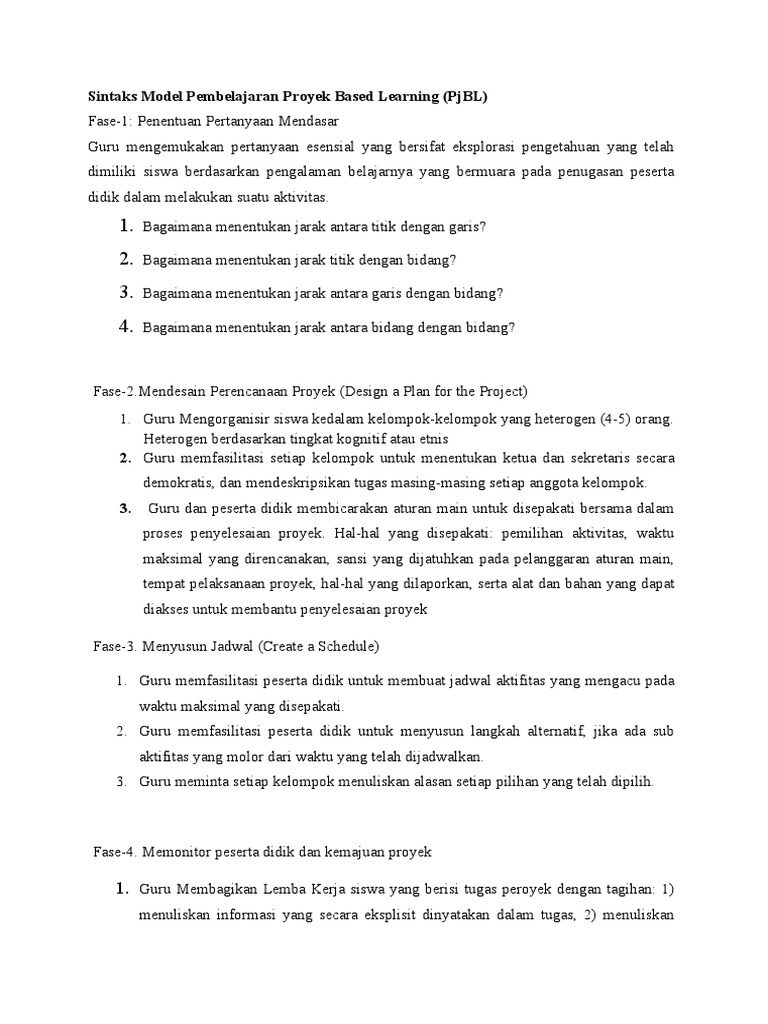 Sintaks Model Pembelajaran Proyek Based Learning | PDF | Karier ...