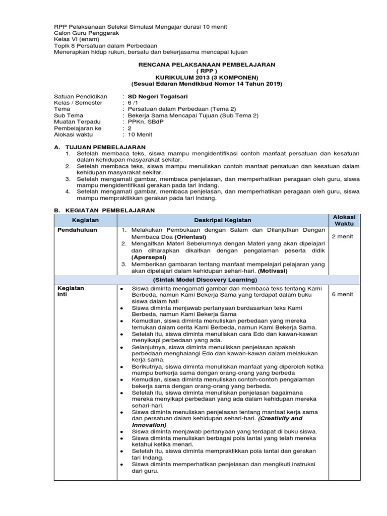 RPP 10 Menit | PDF | Sains & Matematika