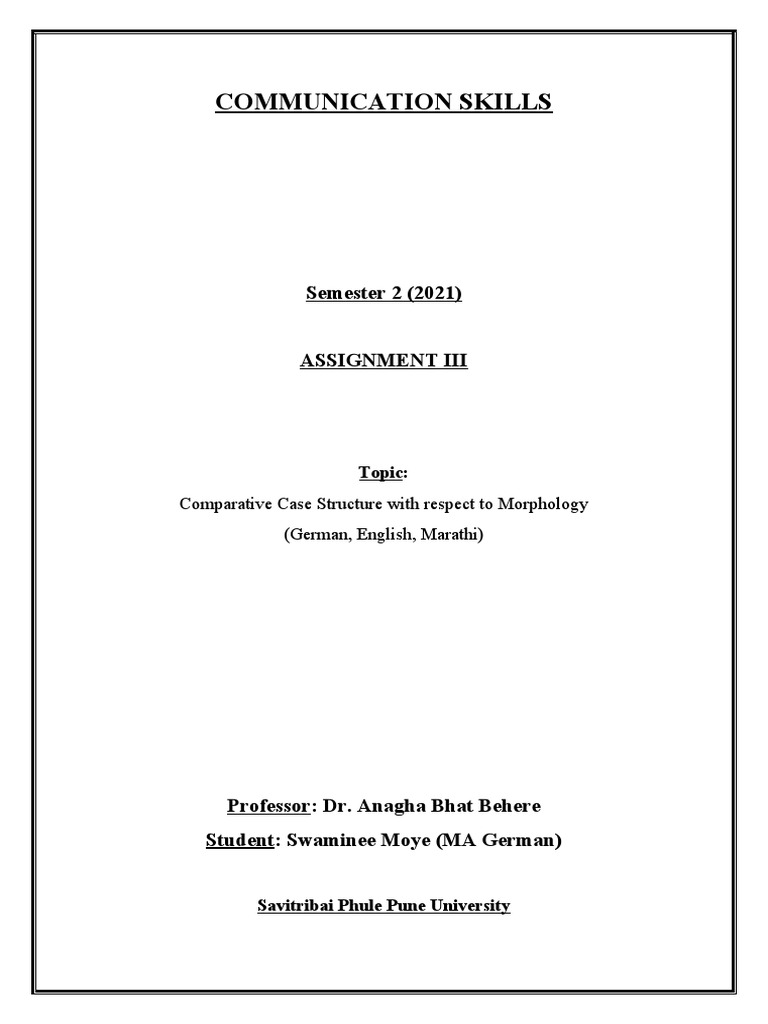 Comparative Case Structure Study of English, German Annd Marathi ...