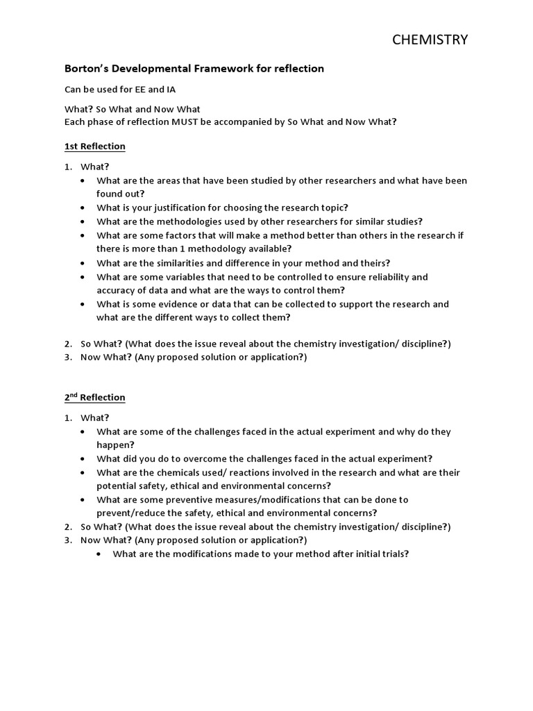 Borton's Reflection 3 Phases | PDF | Data | Chemistry