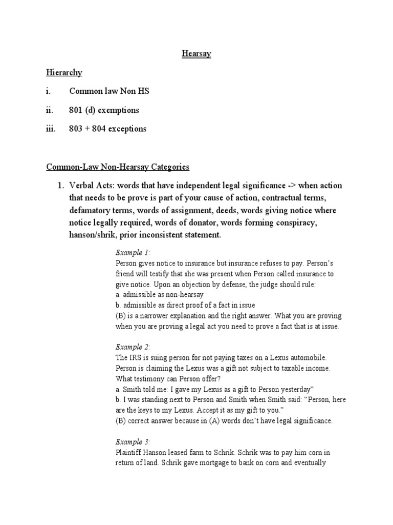Hearsay Quiz | PDF | Witness Impeachment | Hearsay