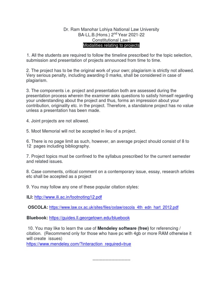Modalities Relating To Projects: Ili: Oscola: Bluebook | PDF | Art