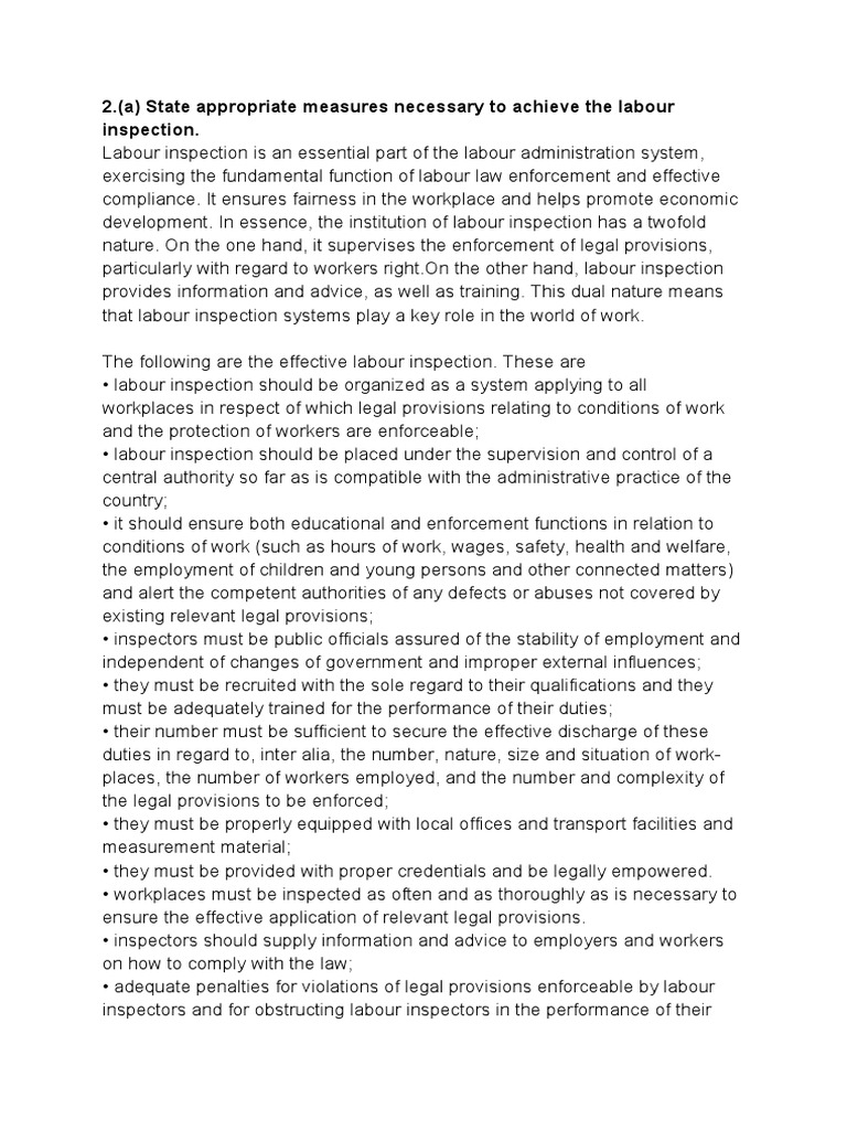 (A) State Appropriate Measures Necessary To Achieve The Labour ...