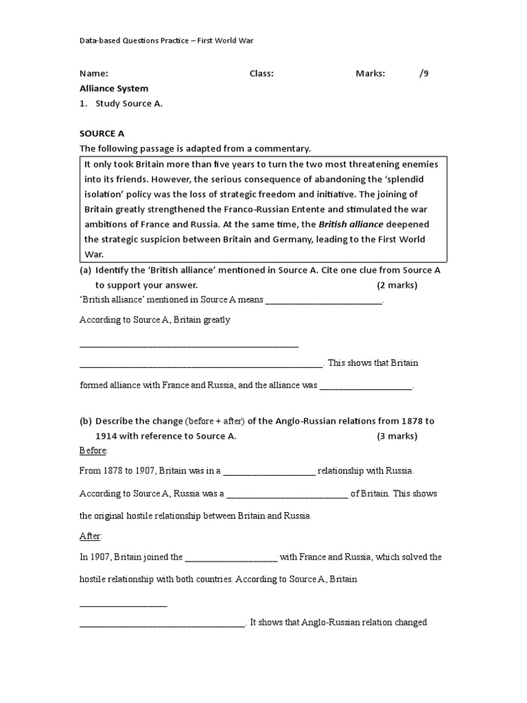 DBQ Practice Wwi | PDF | World War I | International Relations