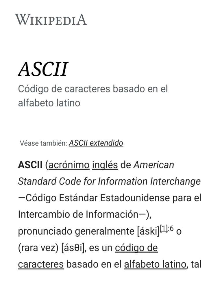 Historia y Uso del Código ASCII | PDF | Ascii | Codificación de caracteres