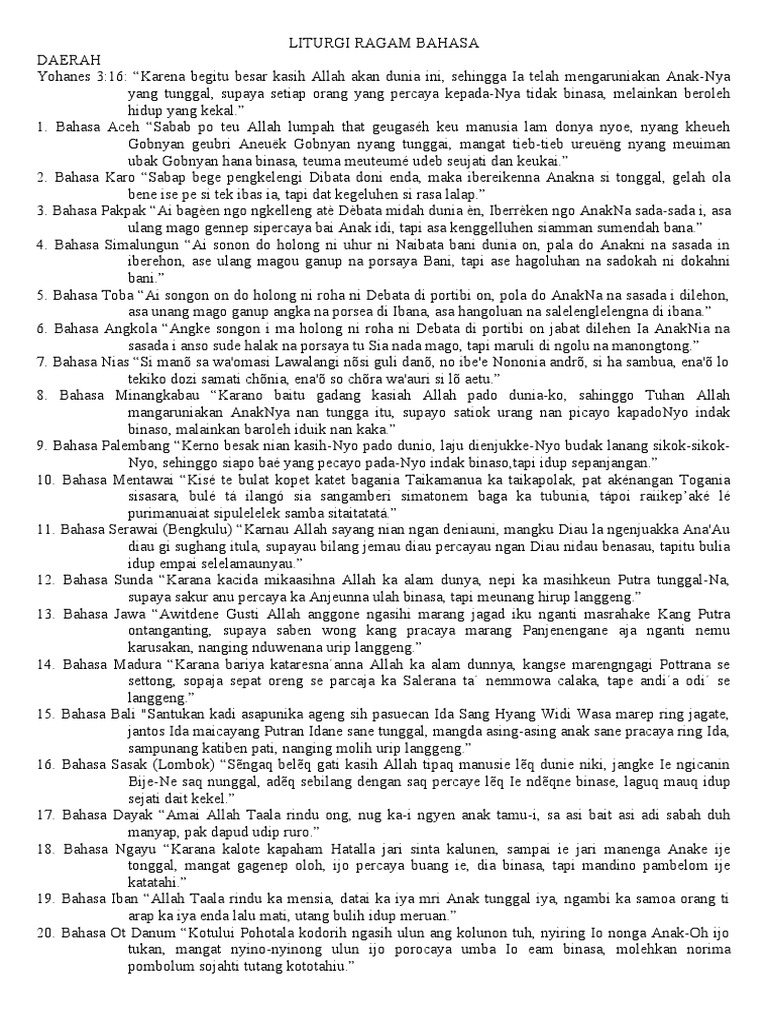 Liturgi Ragam Bahasa | PDF