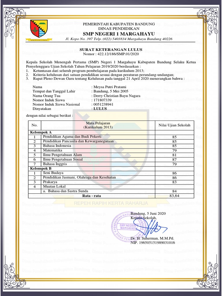 Meysa Putri Pratami 9 (I) SKL | PDF