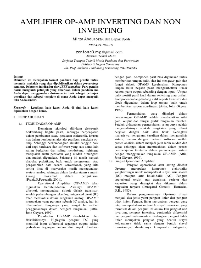 16 - Tugas Jurnal Amplifier OP-Amp Inverting Dan Non Inverting - MIRZA ...