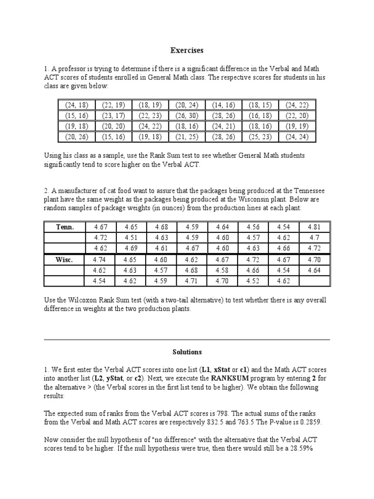 DOE Exercises | PDF | P Value | Methodology