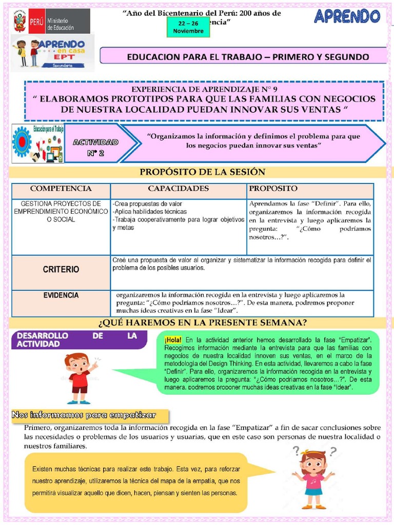Experiencia De Aprendizaje 9 Actividad 2 1ero Y 2do Ept Pdf