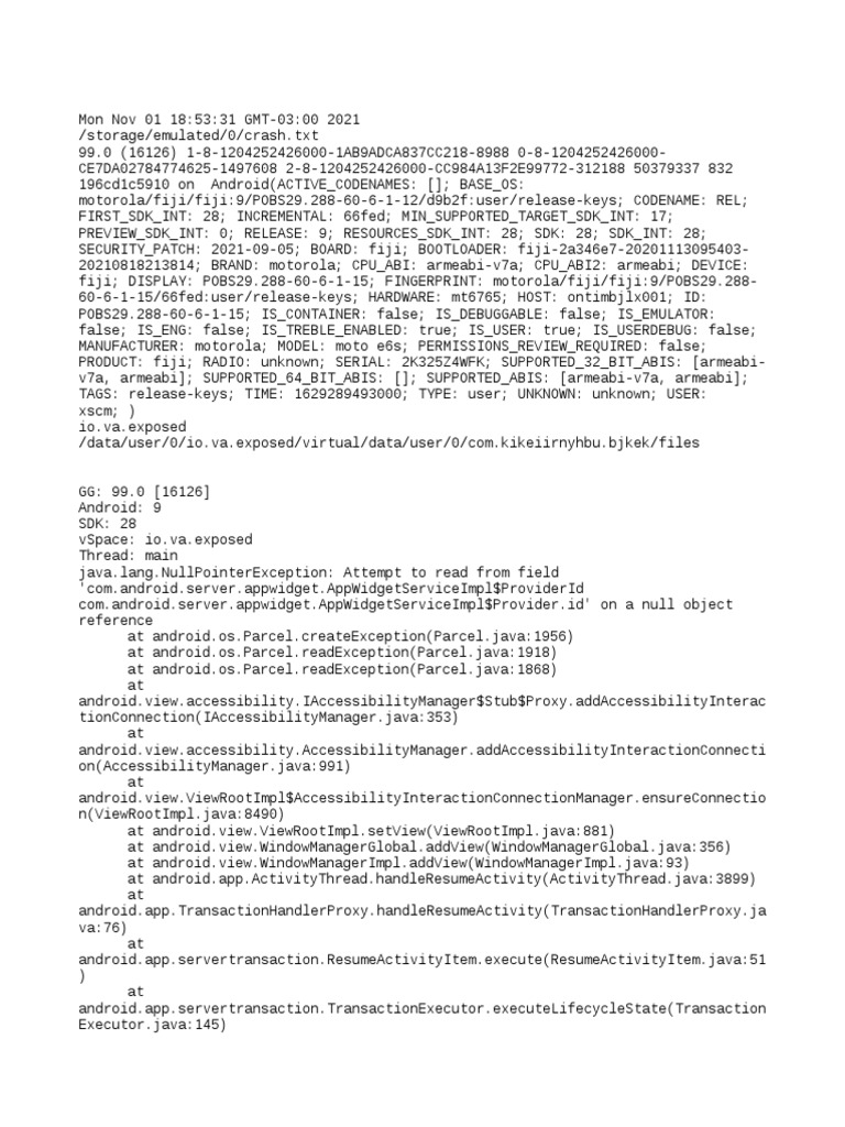 Crash | PDF | Android (Operating System) | Java (Programming Language)