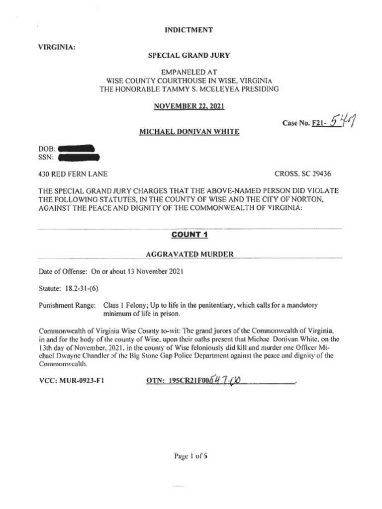 Michael Donivan White Indictment | PDF