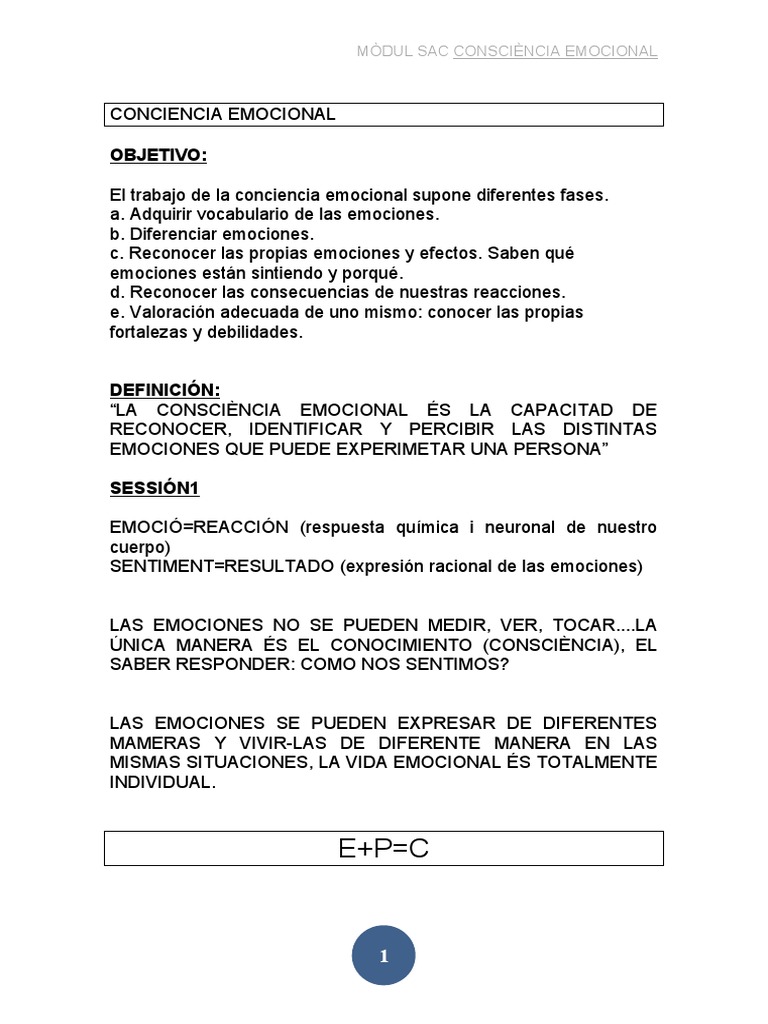 Conciencia Emocional: Identificación y Vocabulario | PDF | Las ...